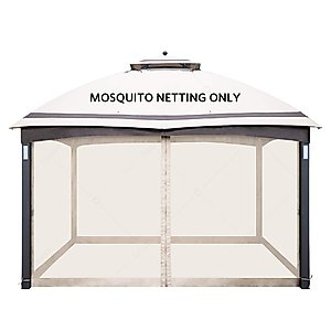EasyLee Gazebo 10x10 Replacement Mosquito Netting, 4-Panel Screen Walls for Outdoor Patio with Zipper, Universal Mosquito Net for Tent Only (Beige)
