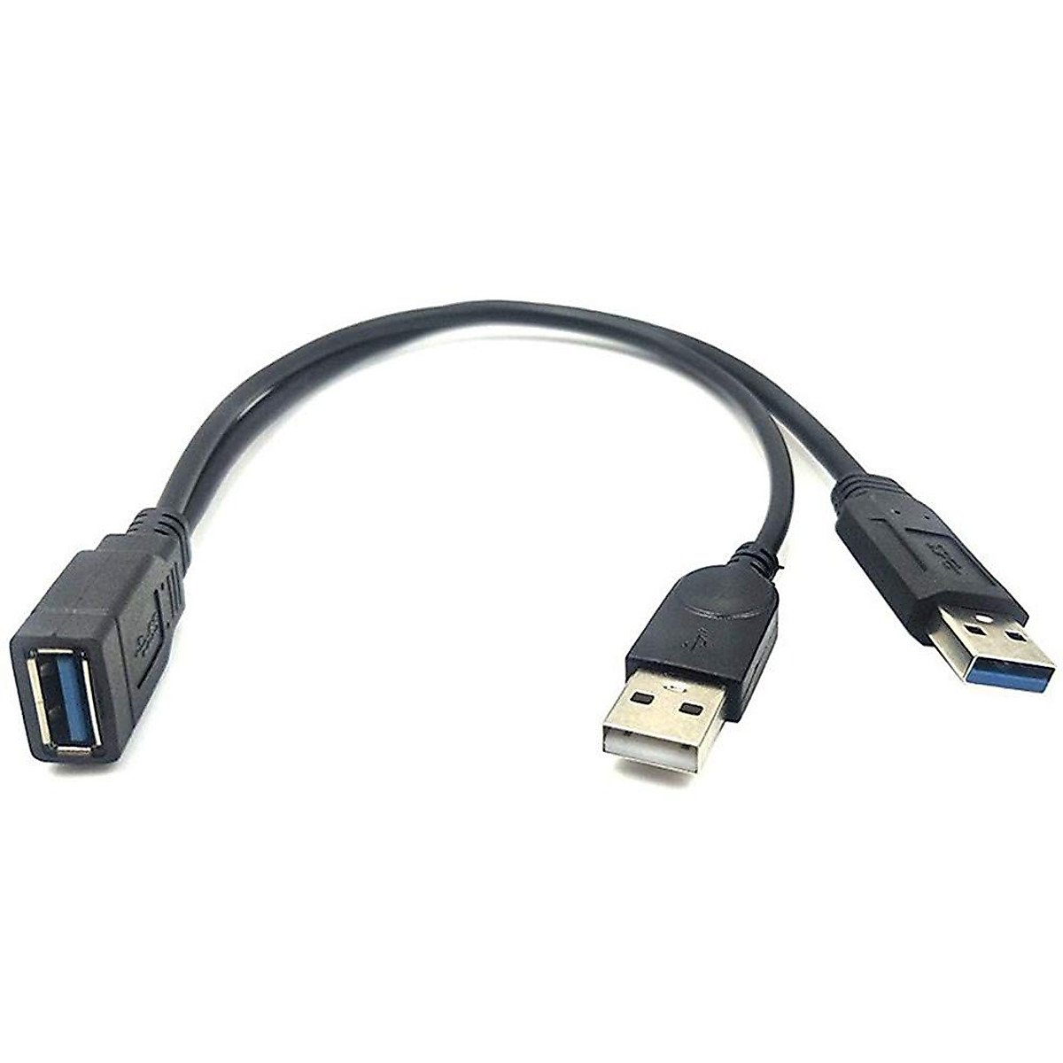 ANRANK USB 3.0 Female to Dual USB Male Extra Power Data Extension Cord Adapter Splitter Y-Cable Black