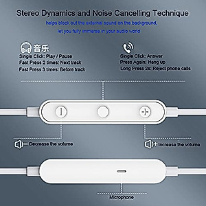 Wired Earbuds Noise Isolating in-Ear Headphones Sports Workout Magnetic Earphone w/Microphone Volume Control 3.5mm Plug for Android Samsung Galaxy Moto LG Blu iPhone Cell Phones Laptop Computer(White)