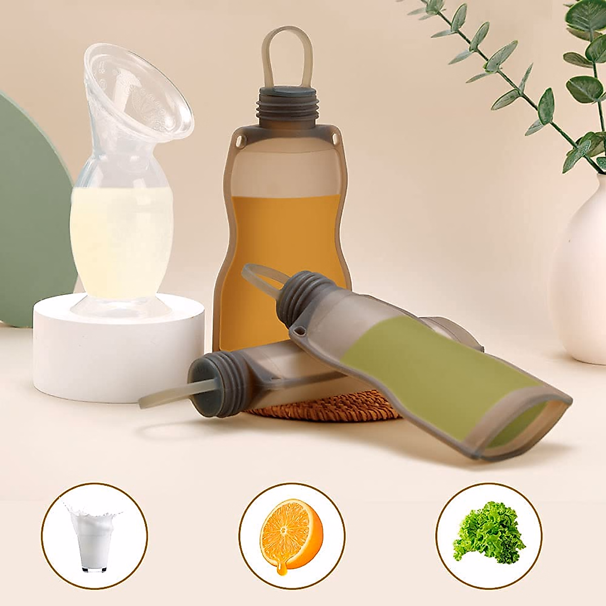 haakaa Silicone Manual Breast Pump 5.4 oz & Reusable Breastmilk Storage Bag 9oz Set - Milk Collector| Letdown Catcher| Leak Proof Storing Pouches| Breast Milk Saver for Breastfeeding Moms