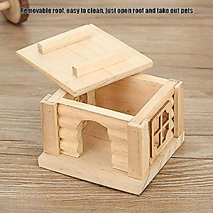ViaGasaFamido Pet Hamster House, Wooden Odorless Home Openwork Lace Window Hamster House Flat Top Hideout Rat Hut Viewing Room for Small Animals