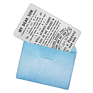 LGQDYMZ Son Birthday Card Gifts from Mom - Son Birthday Card Gifts - Son Fathers Day Engraved Wallet Card Gifts for Birthday Wedding Anniversary