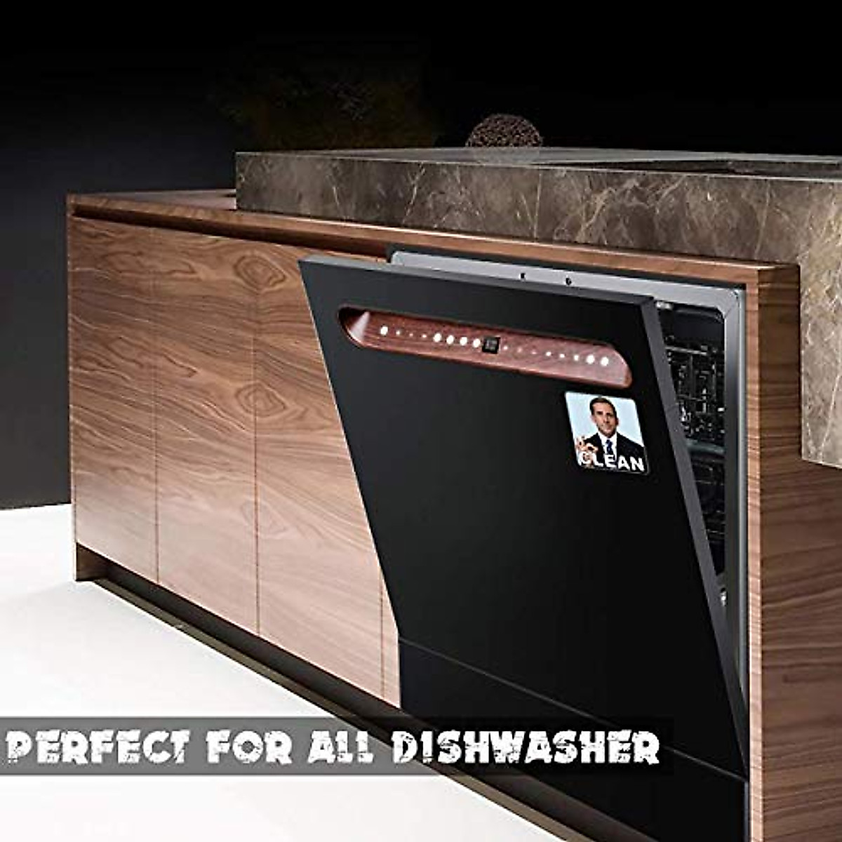 Michael Scott Prison Mike Dishwasher Magnet Clean Dirty Sign Sticker Strongest Magnet Double Sided Flip with Metal Magnetic Plate Universal Kitchen Dish Washer Reversible Indicator