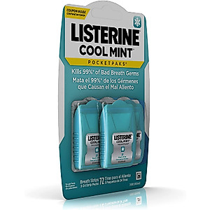 Listerine Cool Mint Pocketpaks Breath Strips, 12-24-Strip Pack Total 288 Strips