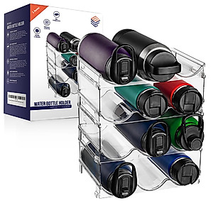 ClearSpace Water Bottle Organizer for Cabinet – Stackable Water Bottle Holder for Cabinet or Wine Rack for Home Organization Storage – Drink Organizer for Fridge, Kitchen Organization, 4 Pack