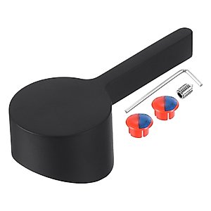 uxcell Single Lever Faucet Handle for 35mm Cartridge, Zinc Alloy Faucet Handle Replacement for Kitchen Bathroom Shower, 4"x1.8", Black