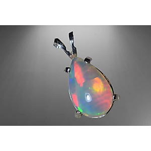 Genuine pear Ethiopian Fire Opal pendant 925 Sterling Silver Wedding Gemstone jewelry