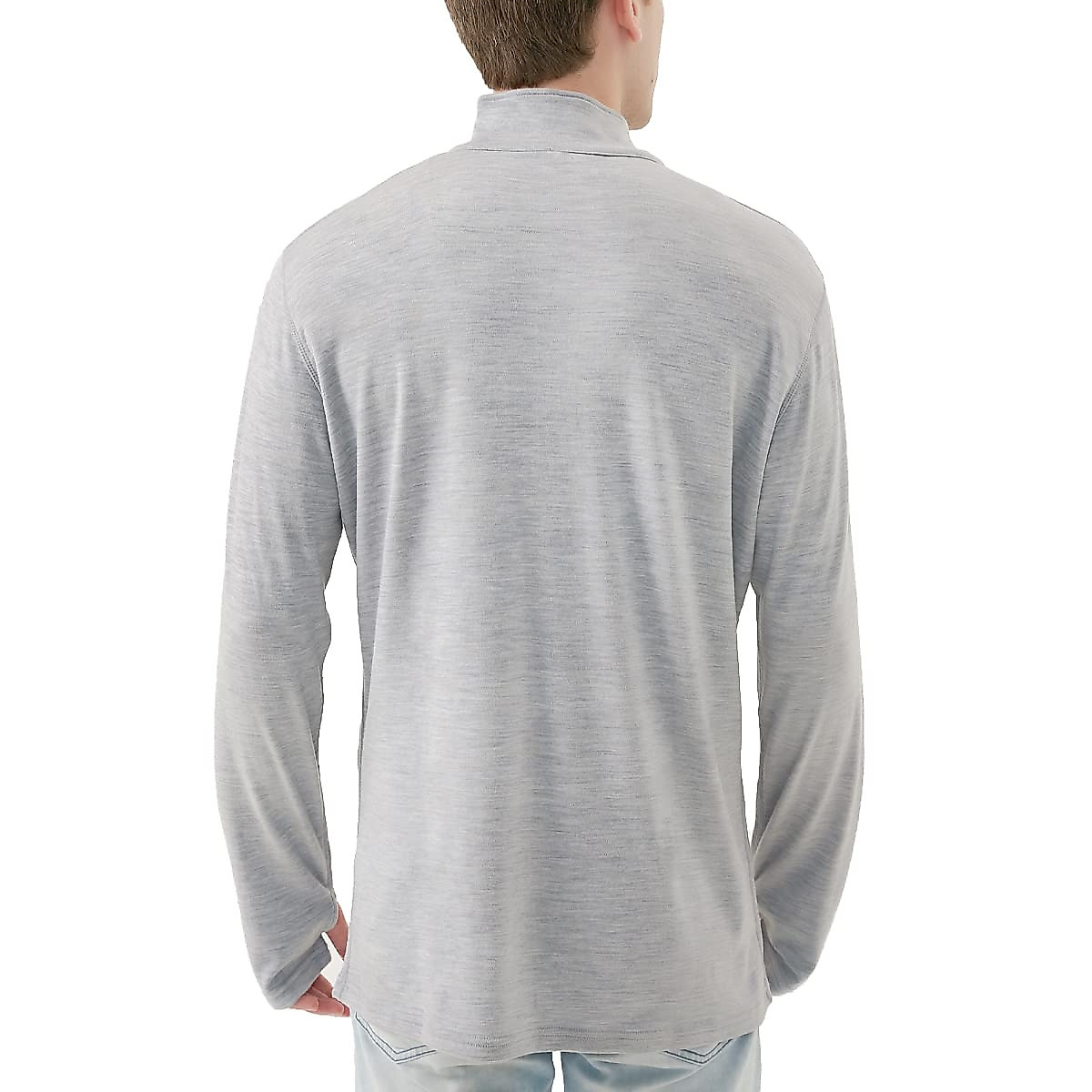 Merino Protect Merino Wool Base Layer Mens Soft Quarter Zip Pullover Sweaters Heavyweight Long Sleeve Shirt Hiking Hunting Light Grey Heather