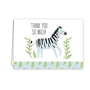 Jungle Animal Baby Child Thank You Greeting Cards / 36 Note Cards / 6 Safari Thanks Designs