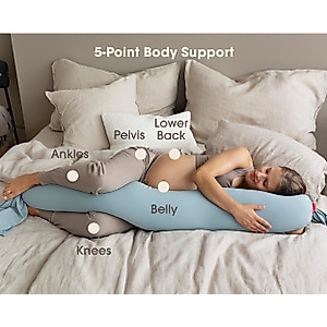 bbhugme Adjustable Pregnancy Pillow – Full Body Support for Side Sleeping - Adjustable Firmness and Shape - Supports Back, Legs, Belly, HIPS for Pregnant Women - Removable Cover - Eucalyptus