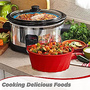 GRMIKBU 2PCS Crock pot Liners Small Silicone Slow Cooker Liners Crock-Pot Liners fit 6 Quart Oval Slow Cooker, Food Grade Material, Reusable Slow Cooker Liners, Leakproof, Dishwasher Safe, with Handles, Alternative to Disposable Liners