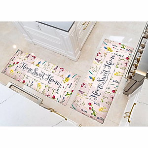 Benissimo-Multy Mats, 2 Pack 24” x 56” Ultra-Thin (1/10 Inch) Kitchen Mat Rubber Backing, Waterproof, Durable & Non Slip, Indoor Floor Mat for Entry, Patio, Busy Areas, Home Sweet Home