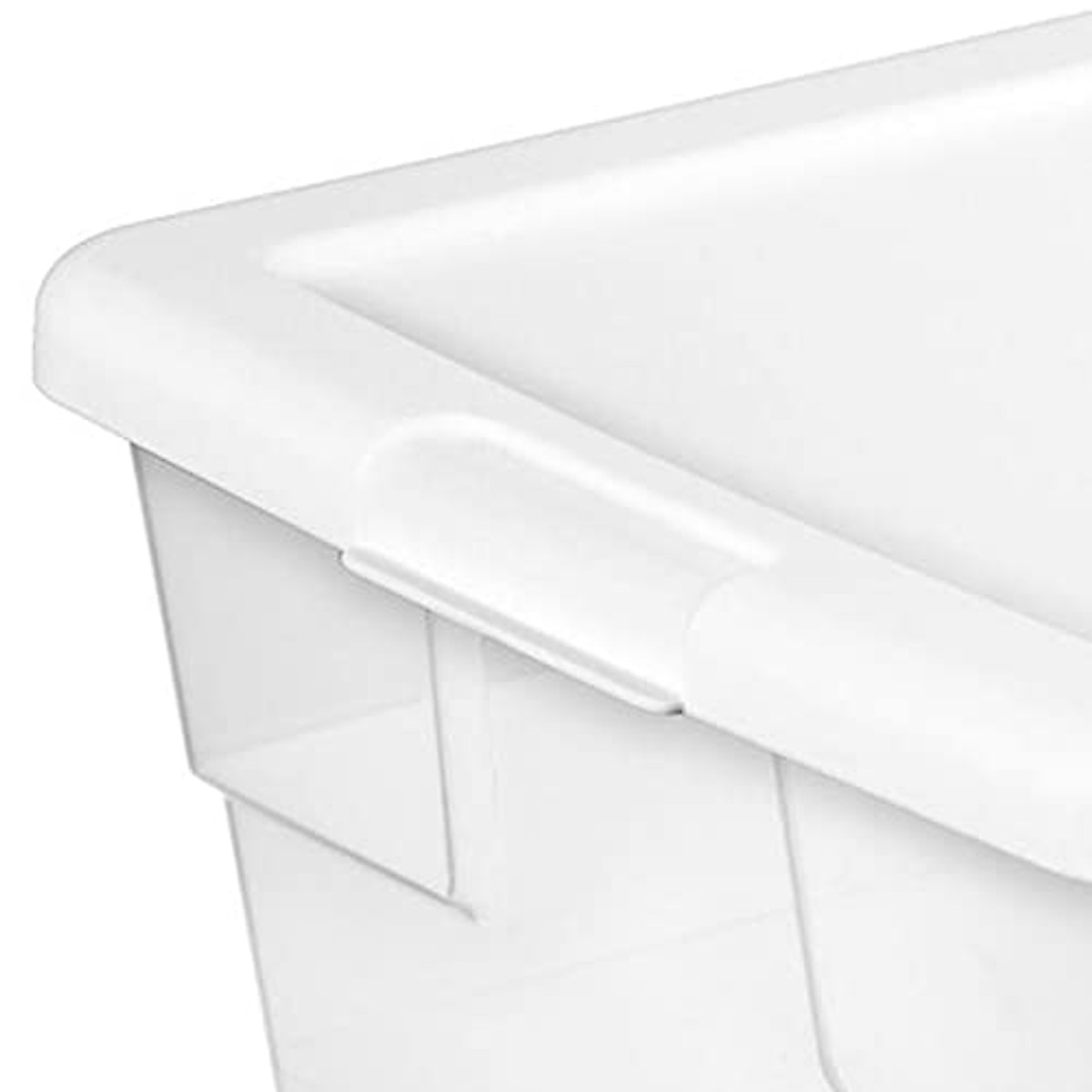 Sterilite 16 Qt Stackable Clear Plastic Storage Bin Tote Container Organizer with Handles & Indented White Lid for Organization and Storage (24 Pack)