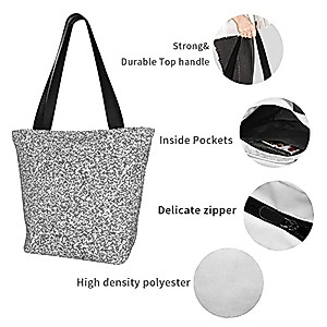 Silver Glitter Women's Shoulder Handbag Beach Tote Bag Storage Handle Bag