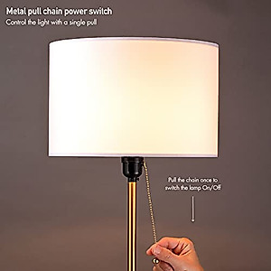 O’Bright Ted - Drum Shade Standing Lamp, Pull Chain Switch, E26 Socket, Modern Minimalist Design, Simple Floor Lamp for Living Room, Bedroom, Office, Antique Brass