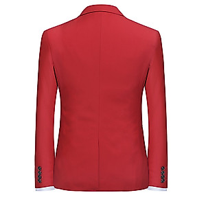 YFFUSHI Men Slim Fit One Button Blazer Jacket Casual/Party Sport Coat,Red,Small
