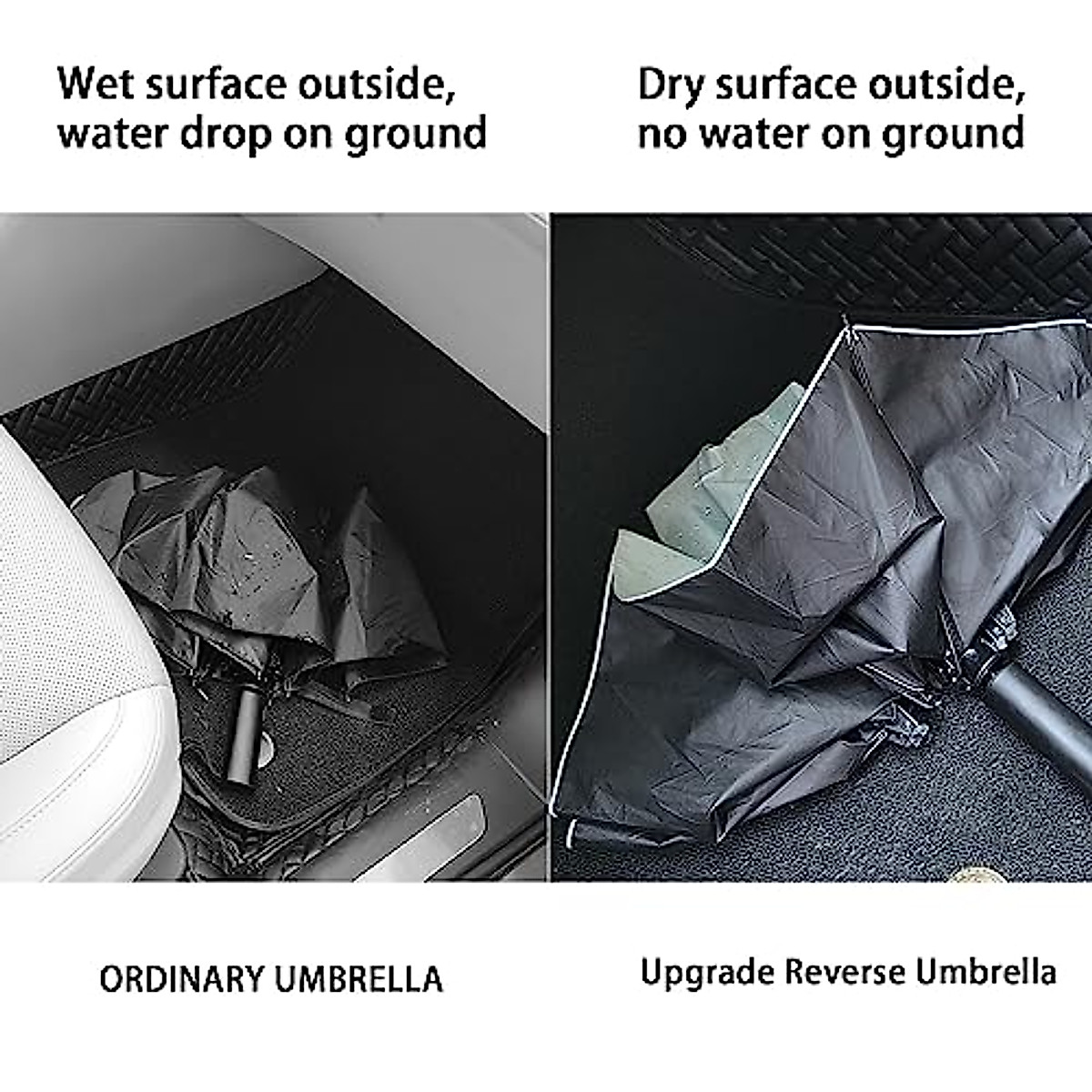 ALFROTEY Automatic Open Large Compact Reverse Umbrella for Rain and UV Protection Inverted Folding Umbrellas with Reflective Safe Stripe Portable for Men and Women (Pink, L)