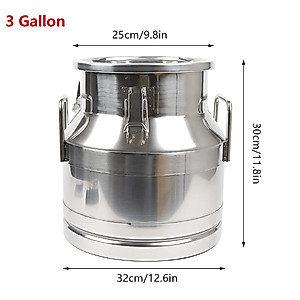 DNYSYSJ Stainless Steel Milk Can Milk Transport Storage Canister Can Milk Bucket Heavy Duty Wine Pail Liquid Storage Silicone Seal (3 Gallon)