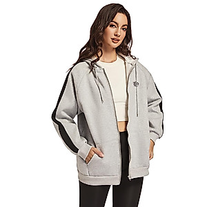 Alapwu Womens Zip Up Hoodie and Sweatshirt Harajuku Y2K Jacket Oversized Loose Cute Jackets For Teen Girls Casual Streetwear Grey