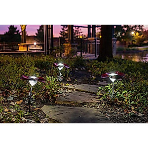 Desert Steel Flower Solar Light - (Red Poppy - 18" H x 11.5" W) - 20 Lumen LED Garden Light & Pathway Lamp