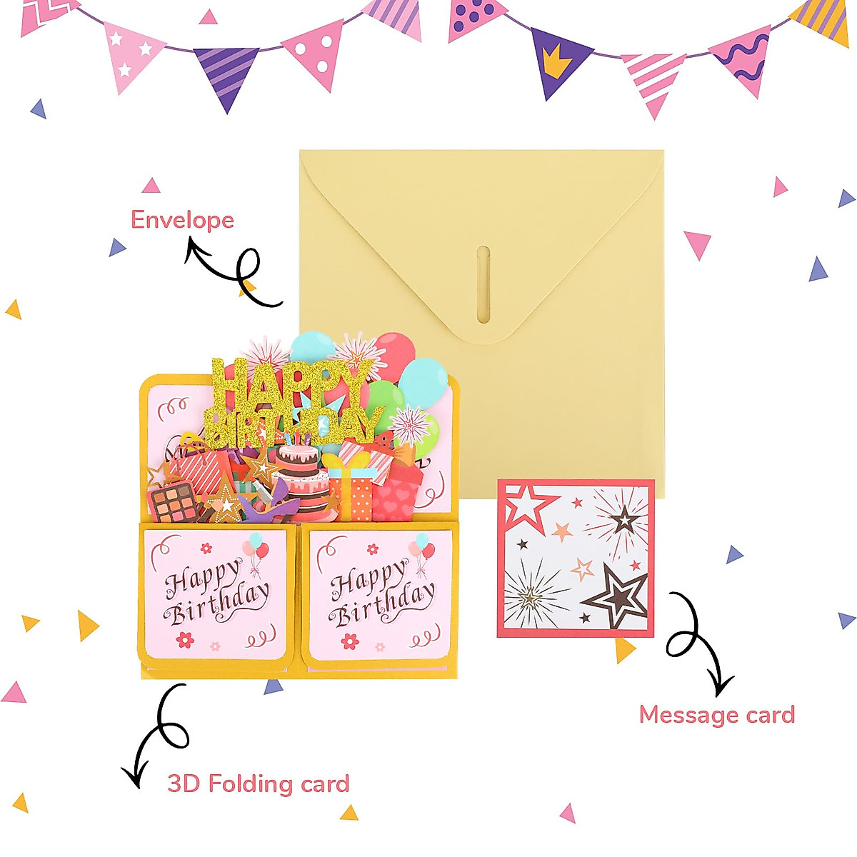 Zugzwang Birthday Cards for Women Men, Pop Up Greeting Cards for Girls Boys, Gift Cards Birthday for Her Him (Gold)