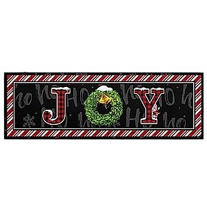 Miaklek Christmas Kitchen Mats Anti Fatigue 1 Piece, Kitchen Mats for Floor, Comfort Mat for Kitchen Floor, Non Skid Mats for Kitchen,Office,Sink,Oven,Laundry, Red and Black Plaid Christmas Joy