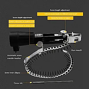Deck Screw Gun, Drywall Screw Gun, Automatic Screw Spike Chain Drill Screw Chain Adapter for Electric Drill Attachment