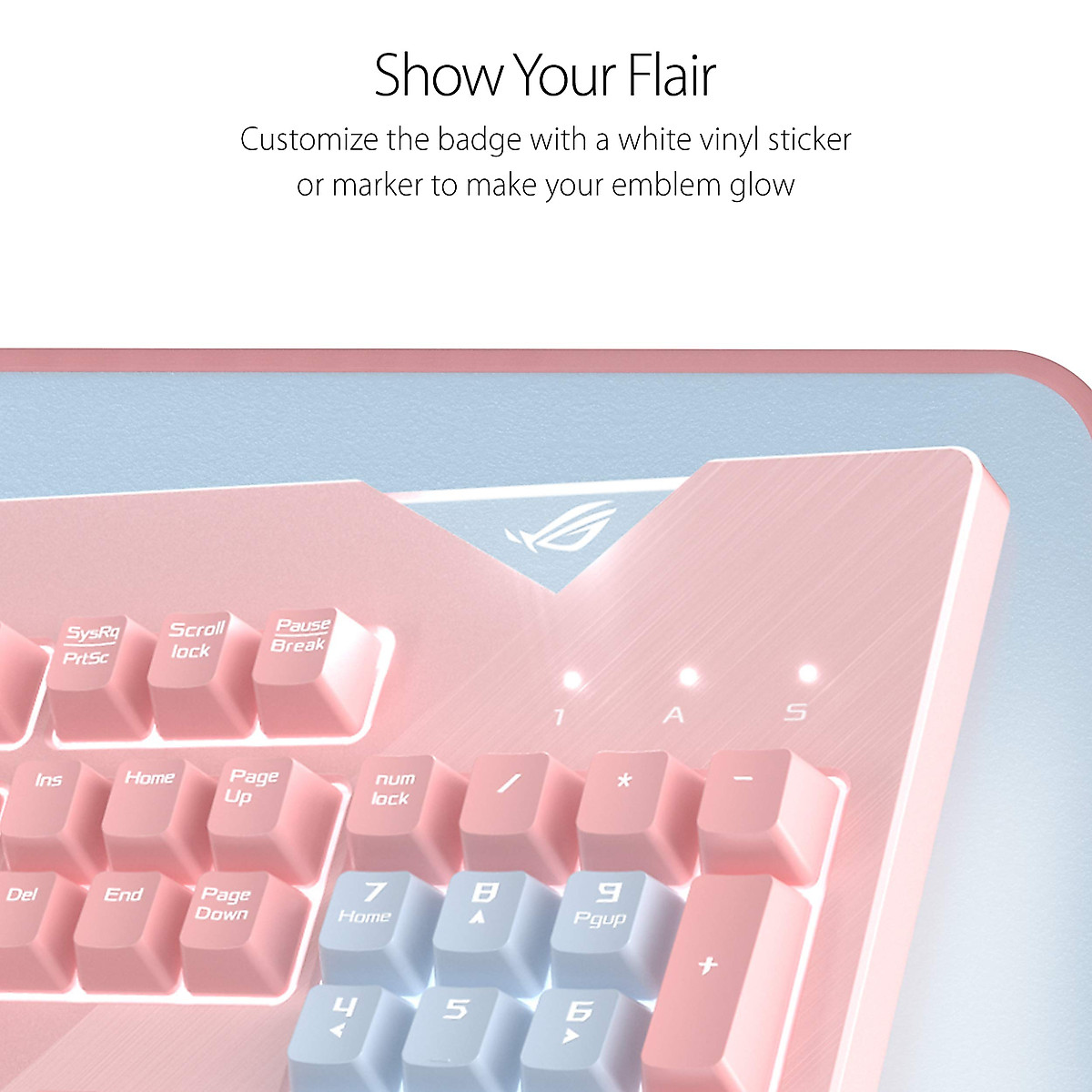 ASUS ROG Strix Flare Pnk (Cherry MX Brown) Limited Edition Mechanical Gaming Keyboard with Switches, Aura Sync RGB Lighting, Customizable Badge, USB Pass Through and Media CONTROLS (Renewed)
