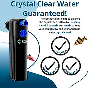 Atlantis Aqua™ Internal Filter for Aquarium | Fish Tank Filter | Fish Tank Filter 20 Gallon - 100 Gal, Crystal Clear Water & Healthy Fish Guaranteed | Submersible Aquarium Filter, Filter for Fish Tank