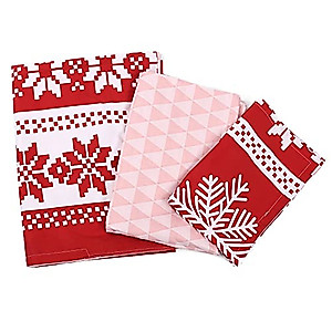 Orenic Classical Snowflake Printed Bedding Set, Soft Comfortable Duvet Cover Bed Sheet, Red and Classical Festival Pillowcase Kit for Bed Perfect for Christmas, Summer & Year-Round Comfort