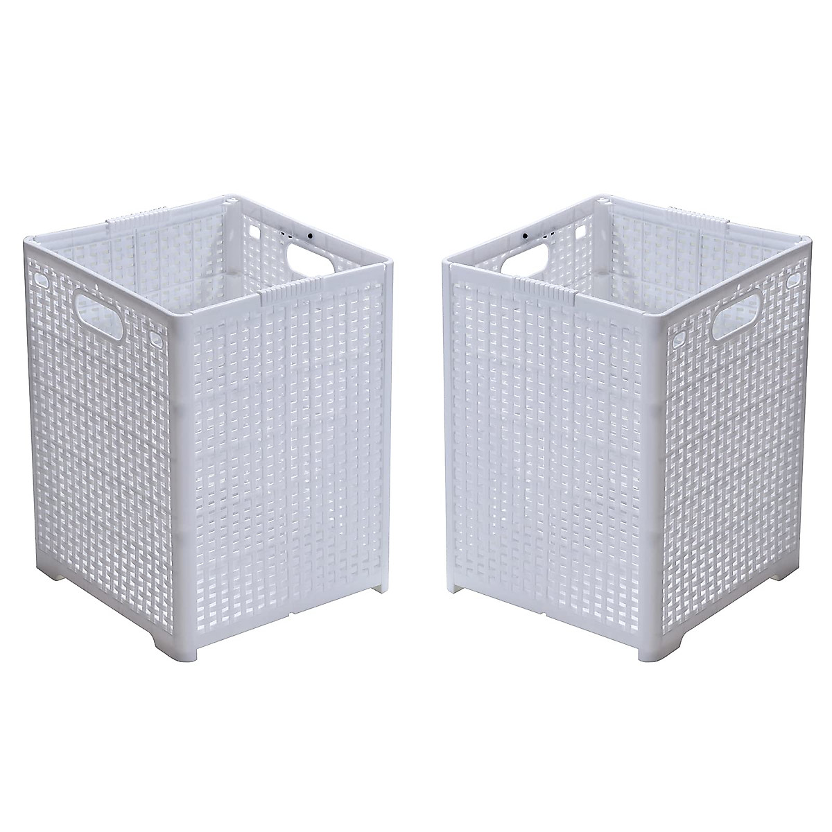 Eslite 42L Collapsible Plastic Laundry Baskets,Foldable Laundry Hamper,Pack of 2 (White)