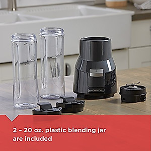 BLACK+DECKER FusionBlade Personal Blender with Two 20oz Personal Blending Jars, Gray, PB1002G