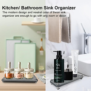 ZGWJ 2PCS Instant Dry Sink Caddy for Kitchen Sink Organizer Fast Drying Stone Sink Tray for Bathroom Diatomaceous Earth Sink Sponge Holder