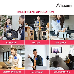 Aisizon Wireless Clip Mic, Wireless Lavalier Microphones, Lapel Clip-on Microphone, for iPhone 15, Smartphone, Laptop, Video Recording, Tiktok, Facebook Live, YouTube Live Stream