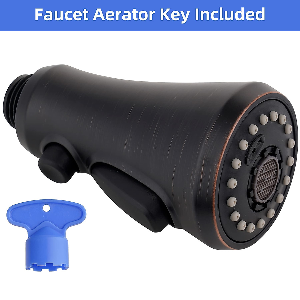 iFealClear Pull Down Kitchen Faucet Head Replacement, 3-Mode Faucet Head for Kitchen Sink, Faucet Sprayer Nozzle, 12 Adapters Compatible with Moen, American Standard, Delta Faucets, Oil Rubbed Bronze