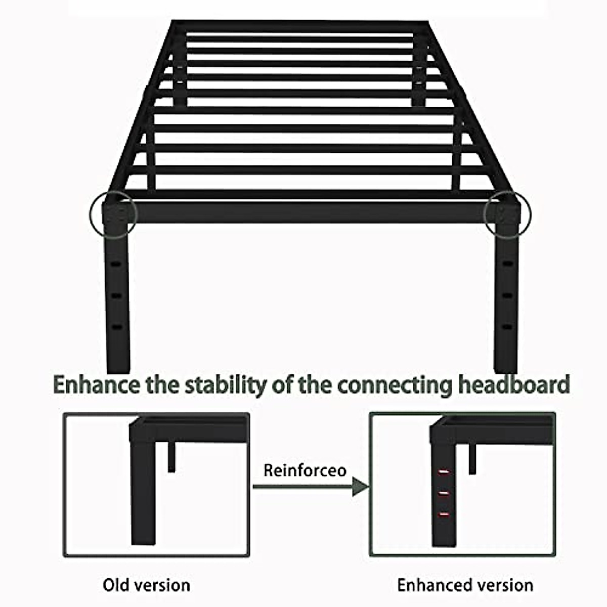 Goltriever Twin XL Bed Frames, 18 Inch High Heavy Duty Metal Frame, 2500Lbs Non-Slip Steel Slats Support Bed Frame with Storage, No Box Spring Needed, Easy Assembly, Black