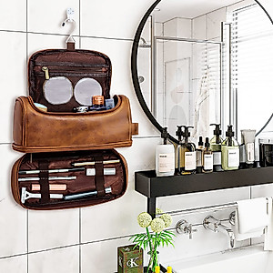 Personalized Toiletry Bag For Men, Husband, Boyfriend, Dad Large Capacity Leather Travel Dopp Kit Handcrafted Custom Name Unique Gift For Birthday| Fathers Day| Anniversary| Wedding Groomsmen Gifts