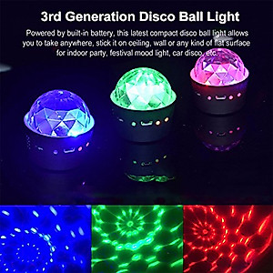 Disco Ball Light Wireless Battery Operated Music Sync RGB for Parties Decorations Car [2-Pack] (Upgraded)