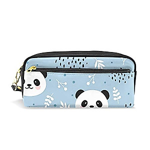 ALAZA Cute Pencil Case Panda Leaf Polka Dot Pen Cases Organizer PU Leather Comestic Makeup Bag Make up Pouch, Back to School Gifts