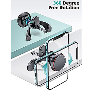 eSamcore Magnetic Car Phone Holder, Universal Air Vent Clip Car Phone Mount with Powerful Magnets and Anti-Fall Cell Phone Car Mount for iPhone Samsung Galaxy and Other Smartphone