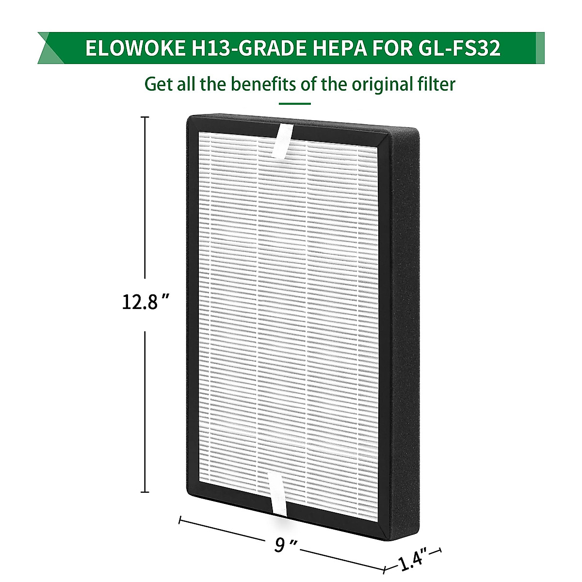 [Elowoke] GL-FS32 Replacement Filter Compatible with MOOKA KOIOS GL-FS32 and AZEUS GL-FS32 Air Purifiers, 2-in-1 H13 True HEPA, 2-Pack