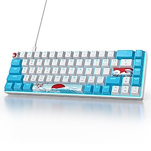 Owpkeenthy Wired 65% Mechanical Gaming Keyboard with Blue Switch 60% Ultra Compact RGB Gaming Keyboard Backlit Keys N-Key Rollover for PC PS5 Xbox(Blue/ 68 Blue Switch)