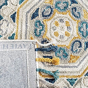 SAFAVIEH Aspen Collection 5' x 8' Ivory/Charcoal APN251A Handmade Boho Braided Tassel Wool Area Rug