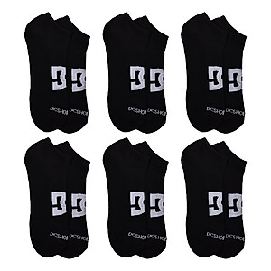 DC Shoes Men's Half Cushion Low Cut Socks, Black (6 Pack), One Size