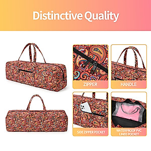 Boulder Bee | Yoga Mat Bag | Large Yoga Mat Carrier with Wet Pocket | Yoga Gifts | Gym Tote Bag for Women | Paisley Patterns (Orange)