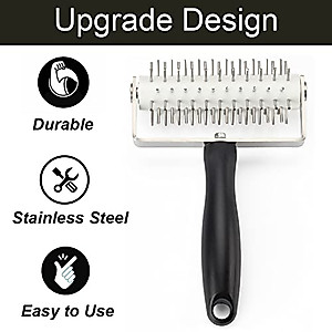 EVEDMOT Pizza Dough Docker Roller Stainless Steel, Pizza Pin Puncher Dough Hole Maker with Plastic Handle, Docking Tool for Pizza Cookie Pie Pastry Bread