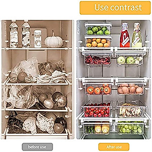 HOMEREFORM Pull-out Refrigerator Organizer Bins - Fridge Drawer Organizer with Handle, Refrigerator Shelf Holder Storage Box for Food Drinks, Fit for Fridge Shelf Under 0.6"