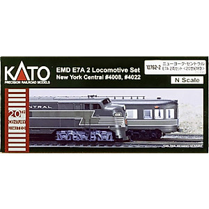 Kato USA Model Train Products N Scale EMD F7A 2 Locomotive Set - New York Central #4008, 4022 (106-0440) Grey