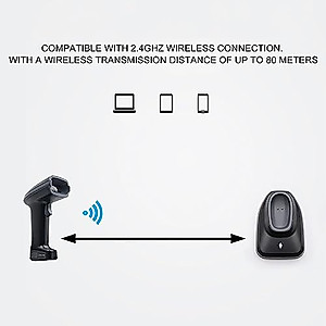 Barcode Scanner w ireless 2.4G QR Code Reader Handheld Tool for Store Logistic Retail Handheld QR Code Scanner for iPhone Mac Android,Store Warehouse Library