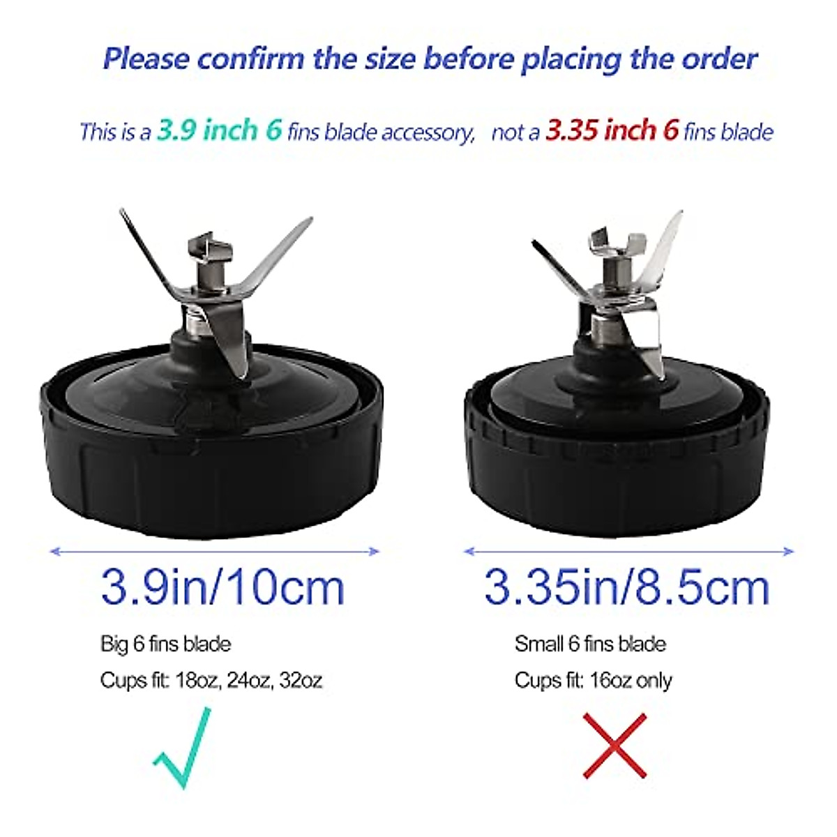 6-Fin Ninja Blender Blade Replacement parts Female Fins Blade Compatible with Ninja Auto iQ BL450 Blenders